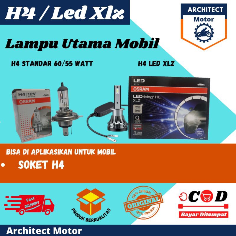 Jual Osram H4 Standar 55/60 Watt, Led H4 Xlz 12V 20/20 Watt garansi 1 ...