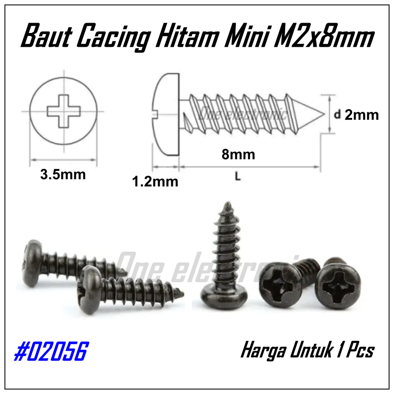 Jual 10 Pcs Baut Cacing Hitam Mini M2x8mm M2x8 Sekrup elektronik, alat ...