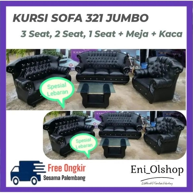 Jual 1 Set Kursi Sofa 321, 3,2,1 Jumbo, Hitam Pintu Rumah Harus Bukaan ...