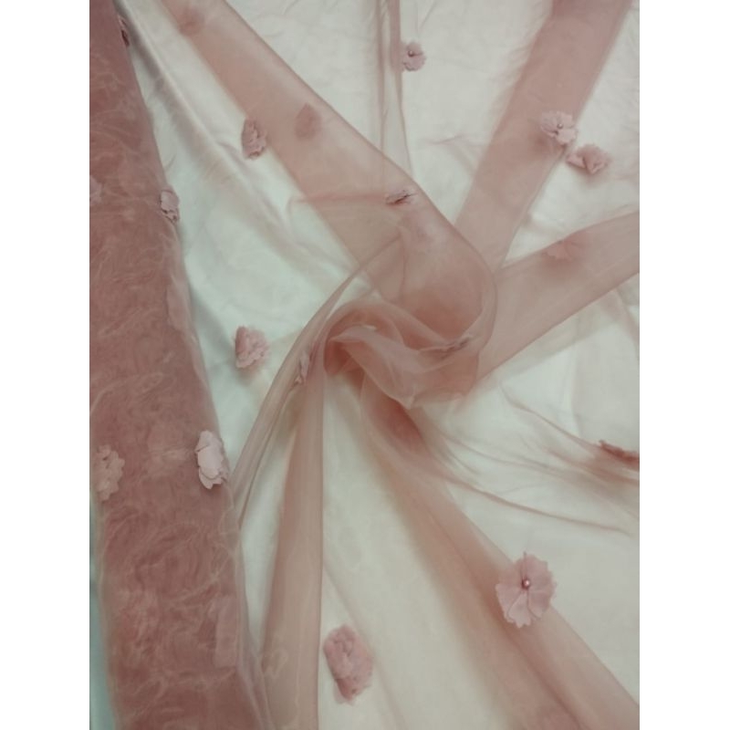 Jual Kain Organza 3D Pearl / Organza Mutiara / Organsa Motif Bunga ...