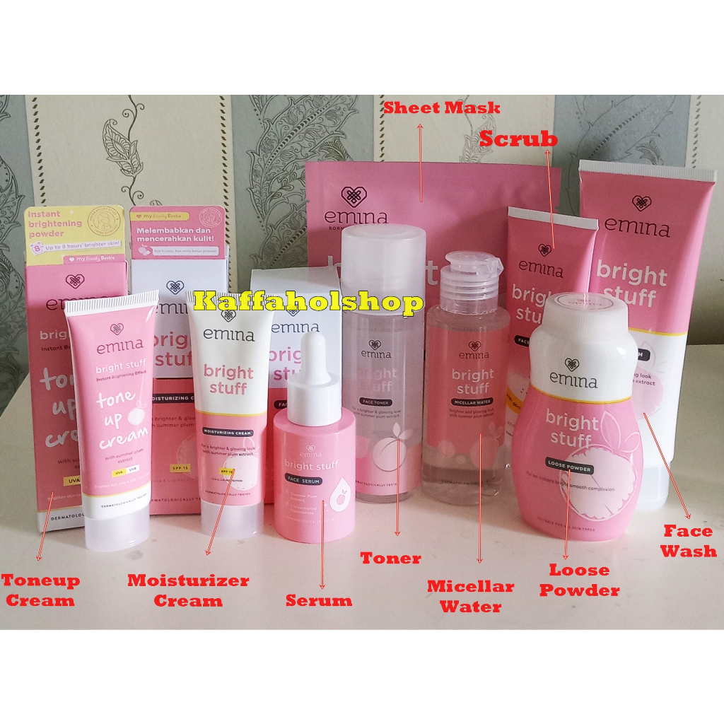 Jual Emina 1 Paket Brigth Stuff Series lengkap 9 produk Kulit Glowing ...