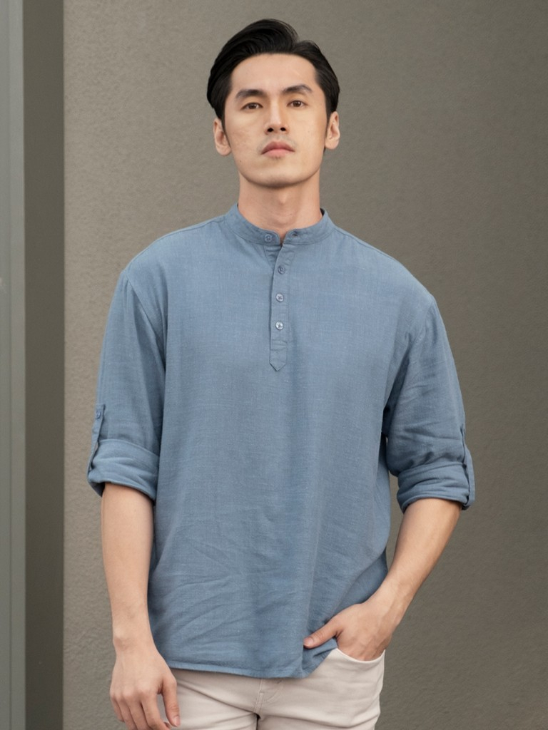 Jual Greenlight Kemeja Pria Lengan Panjang tanpa kerah mandarin collar ...