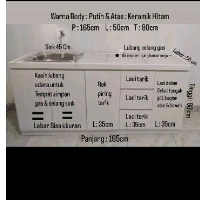 Jual kitchen set bawah ukuran 165x50x80 dengan sink ready putih ...