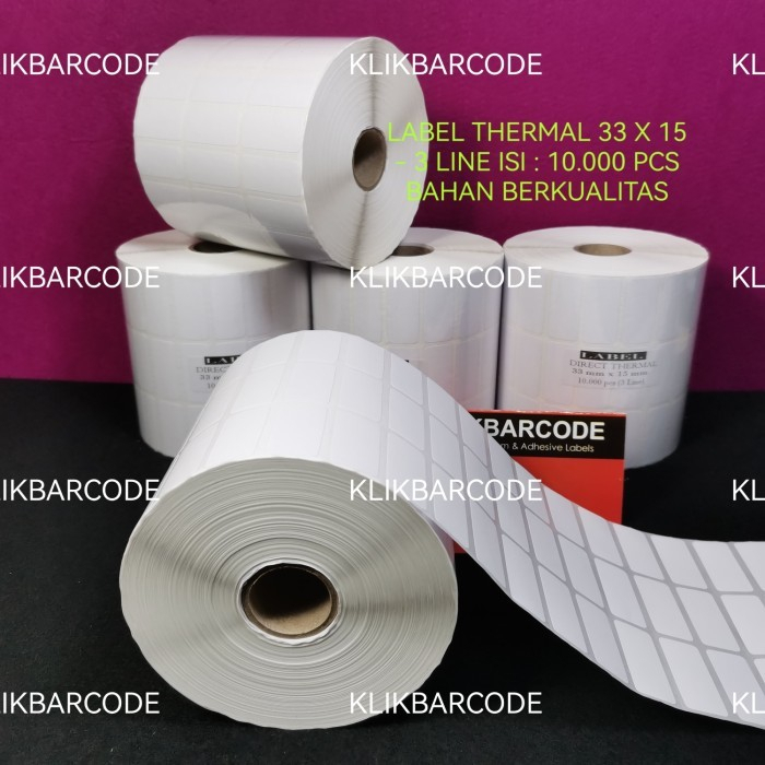 Jual Label Barcode Thermal 33X15mm 3Line Kertas Stiker Label 33x15 @10.000P | Shopee Indonesia