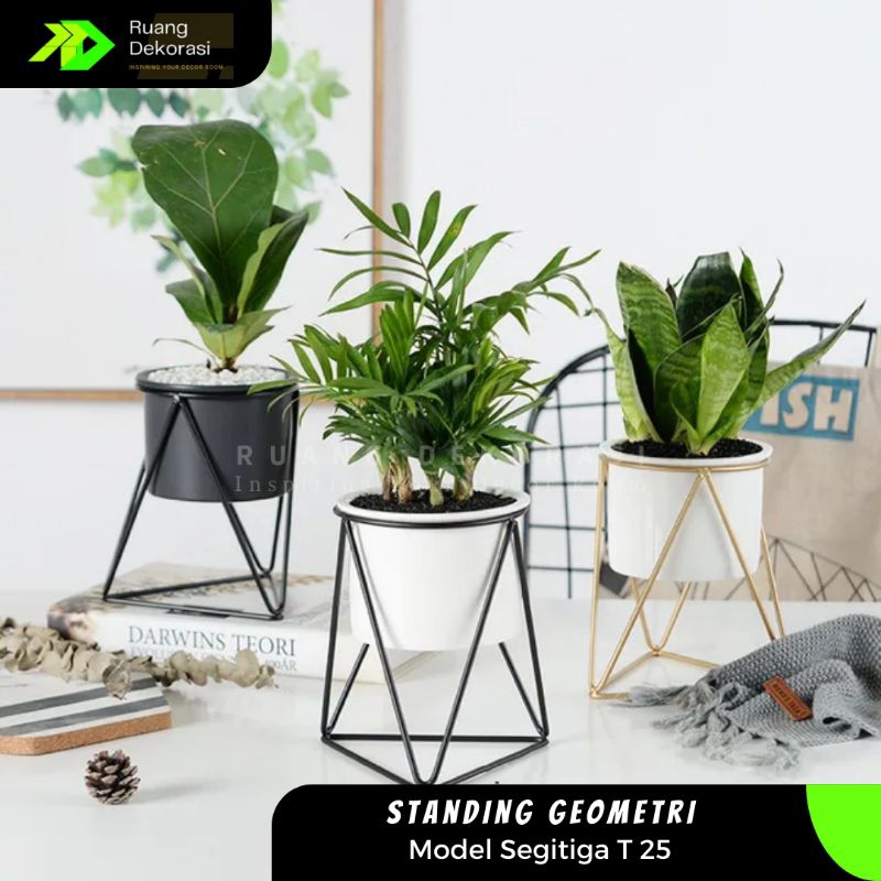 Jual Standing Pot Bunga Besi Minimalis Model Geometri Rak Bunga Besi ...