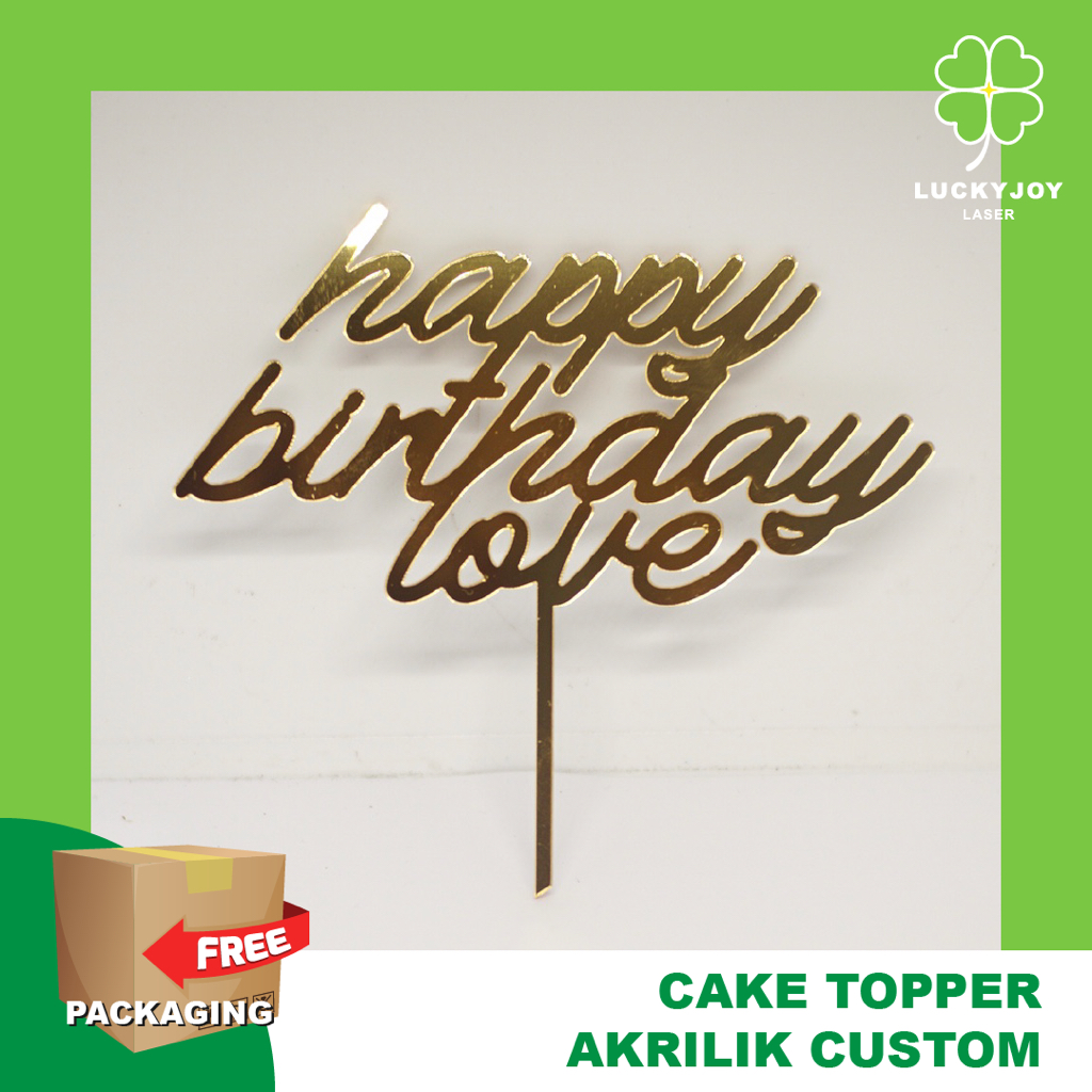 Jual Topper Cake Custom Akrilik Mirror Gold Acrylic Toper Wedding ...