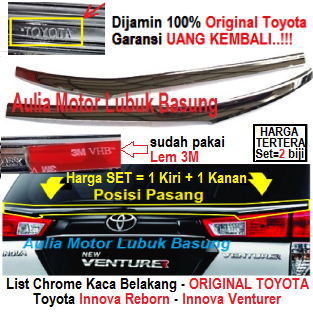 Jual list chrome garnish kaca belakang original toyota all new innova reborn venturer 2016 2017 ...