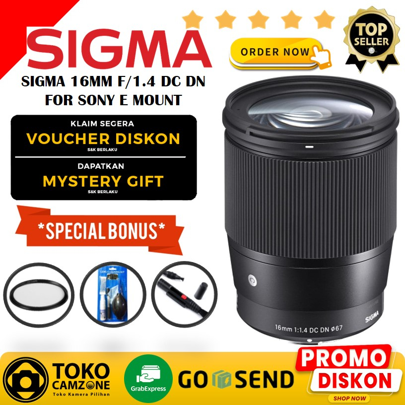 Jual Lensa Sigma 16mm f1.4 DC DN Contemporary for Sony E Mount + PAKET ...