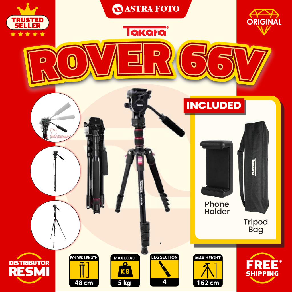 Jual Takara Rover 66v Tripod Video Fluid Head - 2 in 1 DSLR & Mirrorless | Shopee Indonesia