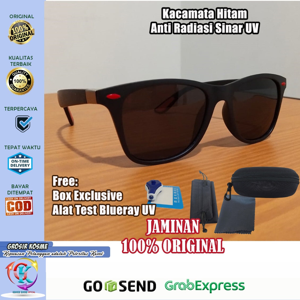 Jual Kacamata Hitam Anti Radiasi Sinar UV untuk Pria dan Wanita Unisex Model Trendy Bahan Kokoh ...