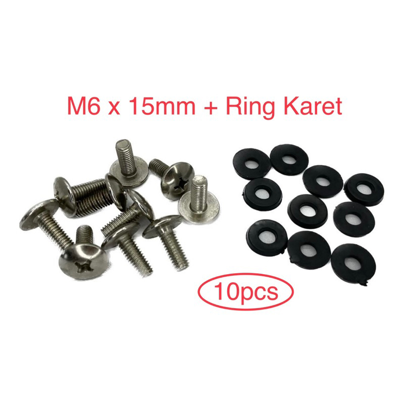 Jual Baut Body M6 x 15mm + Ring karet | Mini Gp - Mini Trail - ATV ...