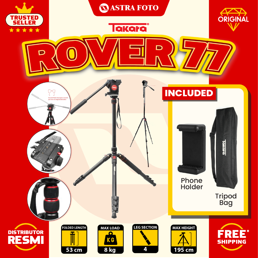 Jual Takara Rover 77 Tripod & Monopod Travel DSLR Mirrorless Smartphone ...