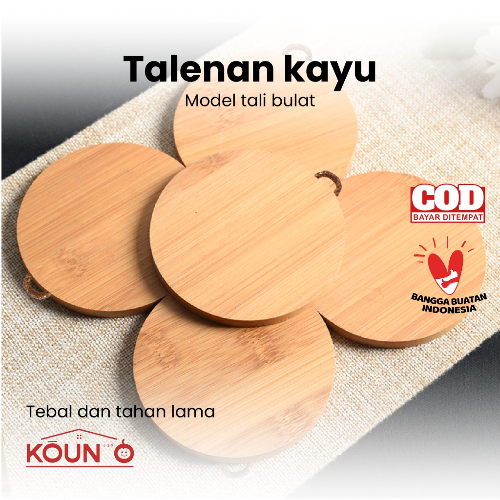 Jual Talenan Gantung Bulat Kayu Pinus Dengan Tali Tambang Food Grade ...