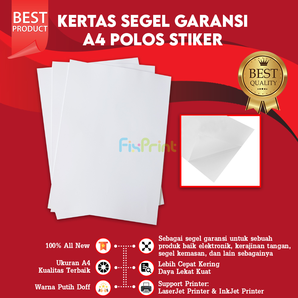Jual Kertas Segel Pecah Telur A4 Polos Bahan Mentah Segel Sticker ...