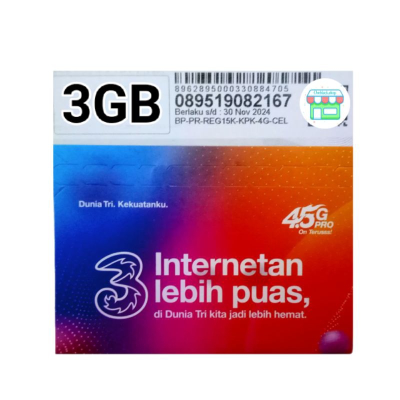 Jual PERDANA TRI 3GB NASIONAL | Shopee Indonesia