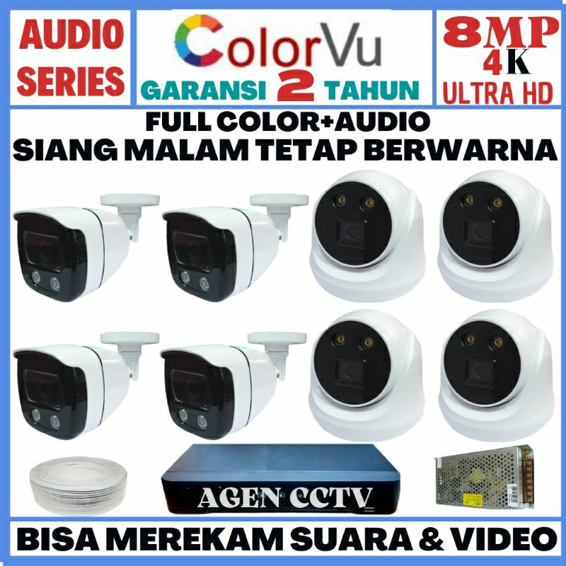 Jual PAKET CCTV COLORVU 8 CHANNEL 8 KAMERA 4K 8MP 2560P ULTRA HD AUDIO ...