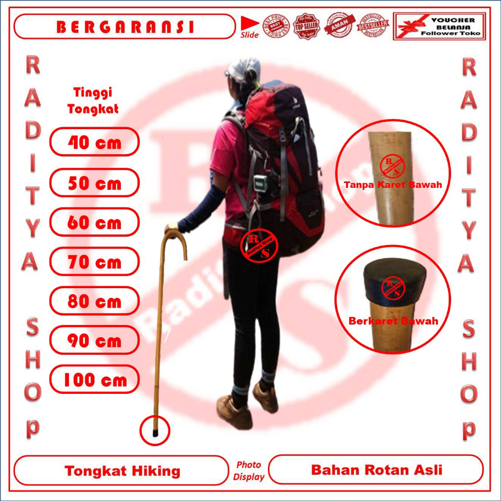 Jual Tongkat Rotan Alat Bantu Jalan Mendaki Gunung - Raditya Shop ...