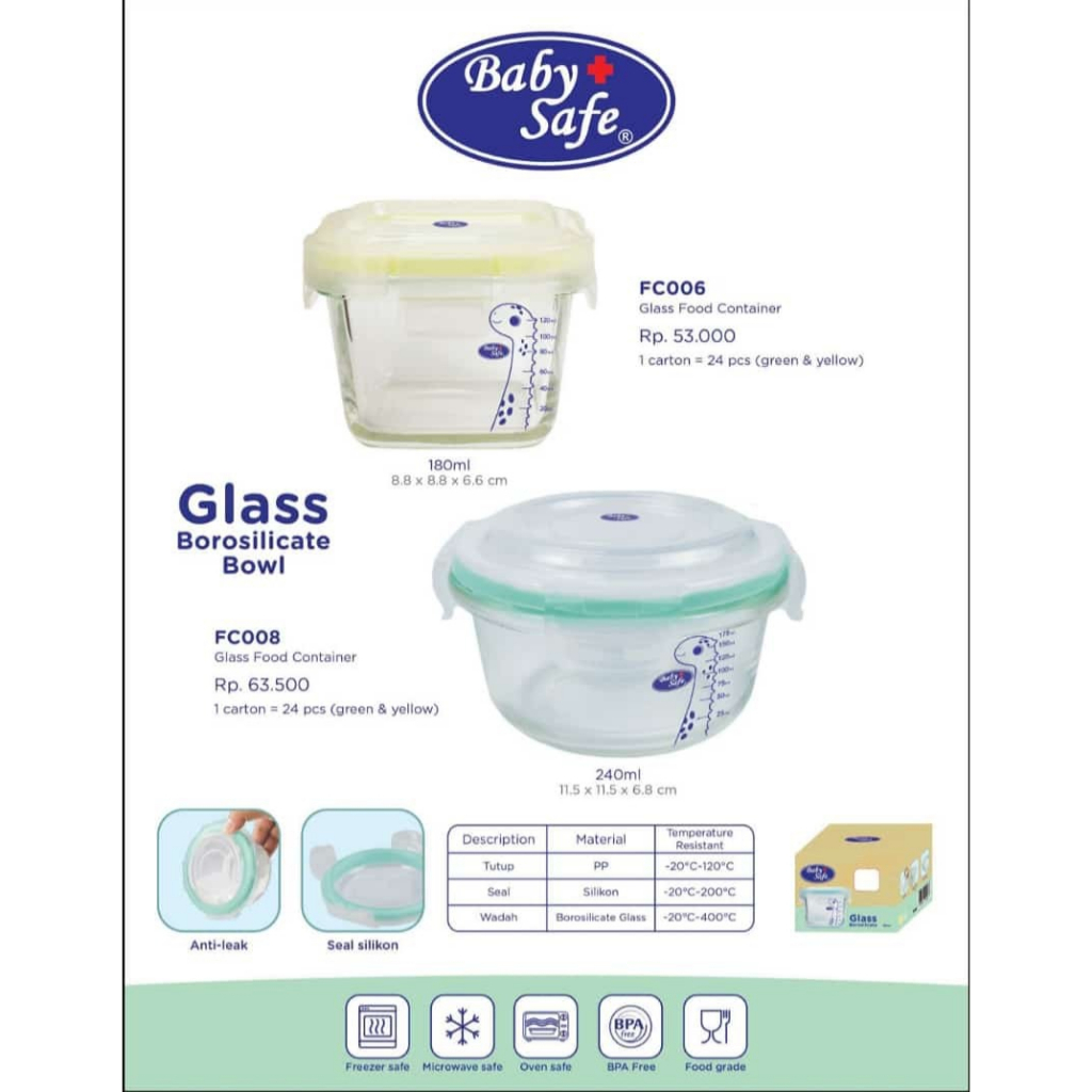 Jual Baby Safe FC008 Glass Food Container 240ml | Shopee Indonesia