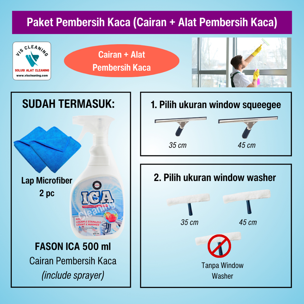Jual Paket Pembersih Kaca (Cairan + Alat Pembersih Kaca) | Shopee Indonesia