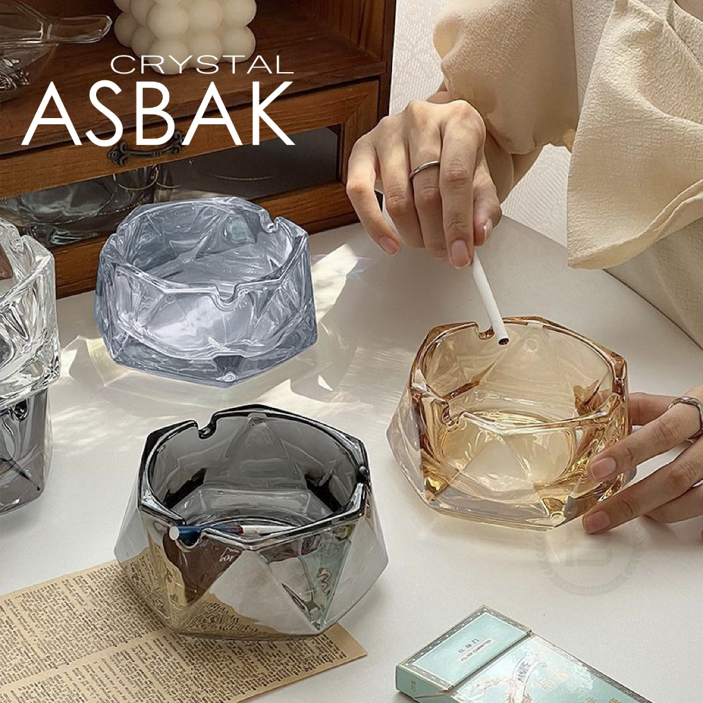 Jual Aesthetic Ashtray Prism Asbak Rokok 3 Model Crystal Diamond Hitam ...
