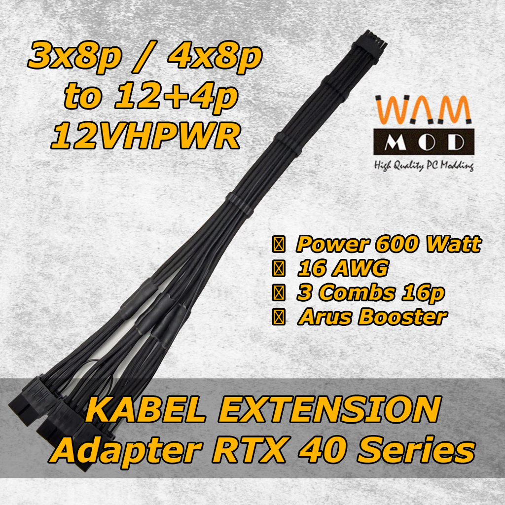 Jual Kabel Adapter Converter Female 3x8p 4x8pin to Male 16pin 12+4pin ...