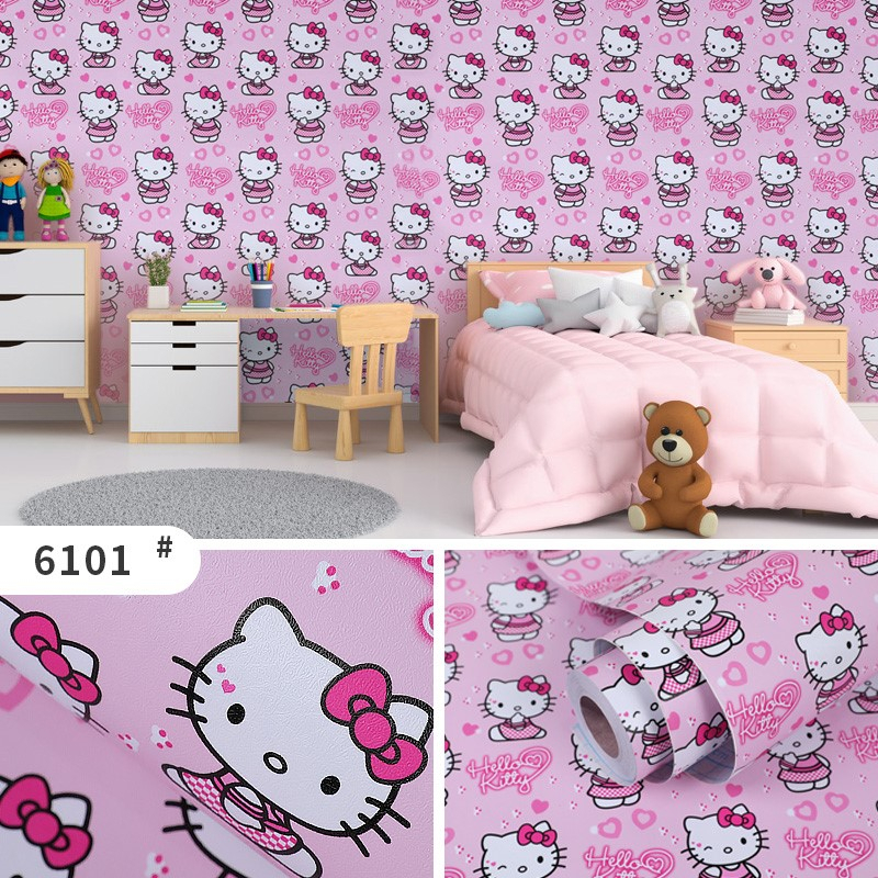 Wallpaper Dinding Kamar Hello Kitty Pink