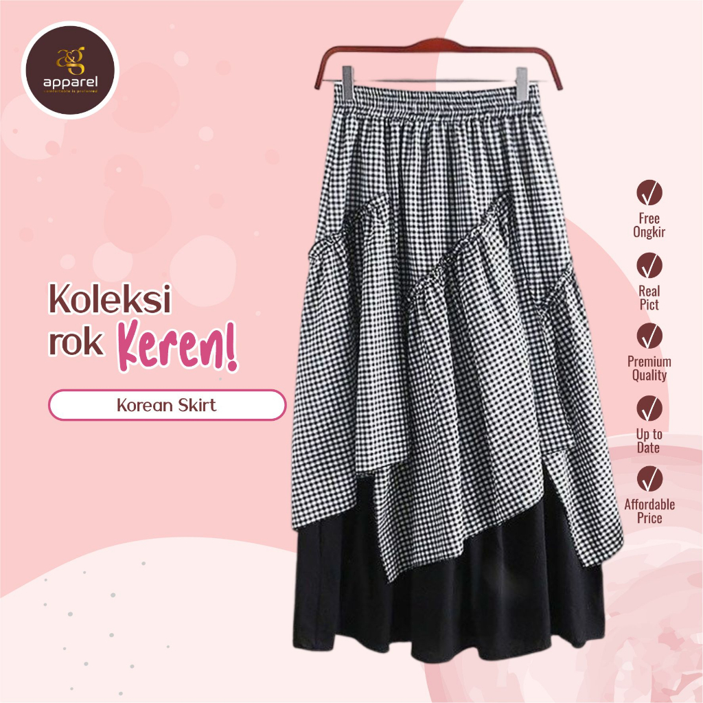 Jual Korean Skirt/rok korean/rok vintage/rok kotak-kotak fashion korean ...
