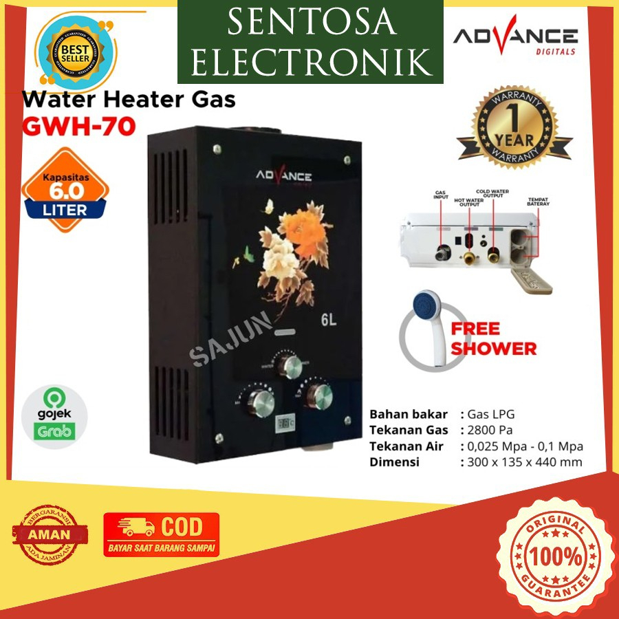 Jual Advance GWH-70/60Gas Water Heater Digital Pemanas Air Gas Digital 6 Liter | Shopee Indonesia