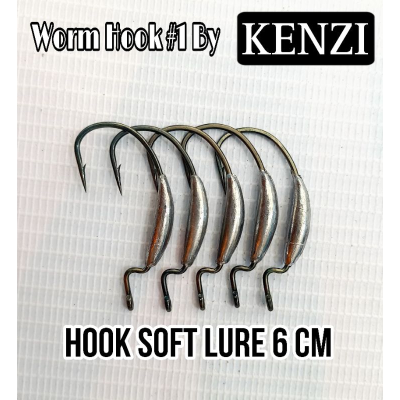 Jual Worm Hook #1 kenzi satuan untuk soft lure 6 cm | Shopee Indonesia