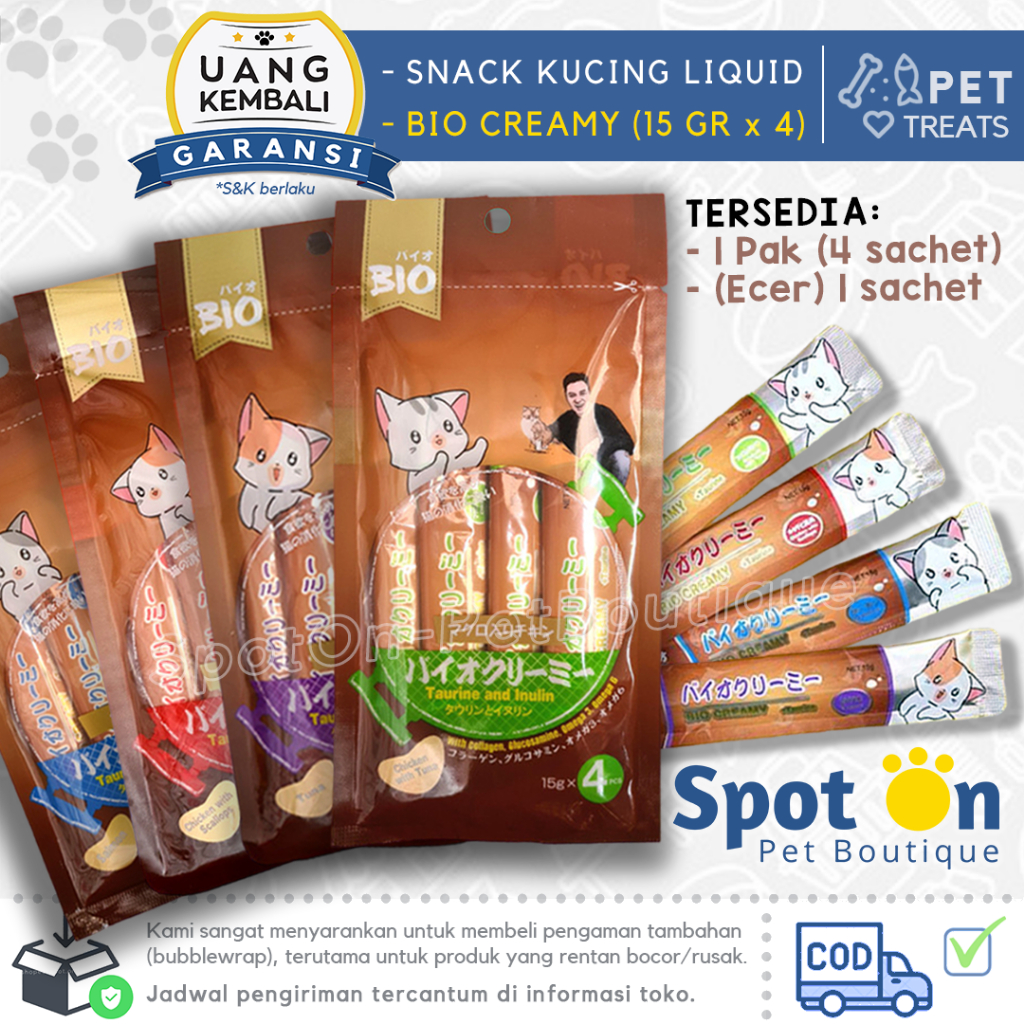 Jual Bio Creamy Snack Liquid Kucing 60 Gr (15 gr x 4) | Bio Creamy Cat ...