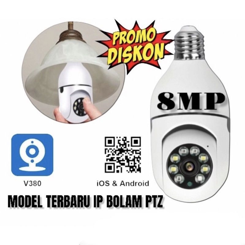 Jual IP Camera V380 Pro 8MP Full HD Kamera CCTV Lampu Ptz Smart Camera ...