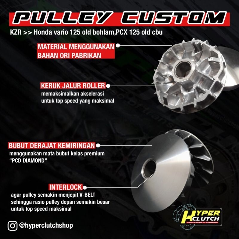 Jual pulley rumah roller dan kipas custom honda vario 125 old bohlam ...