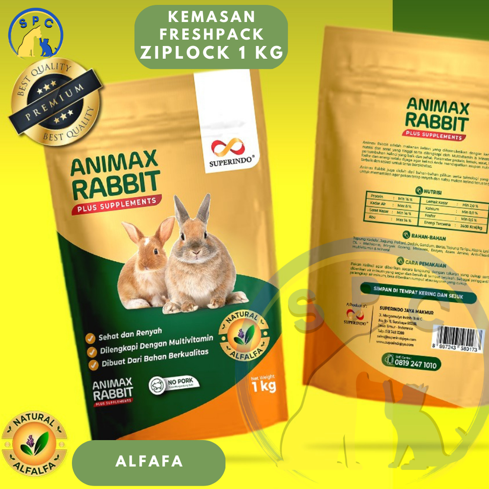 Jual ANIMAX Plus ALFAFA Freshpack 1 Kg Makanan Kelinci Premium Rabbit ...