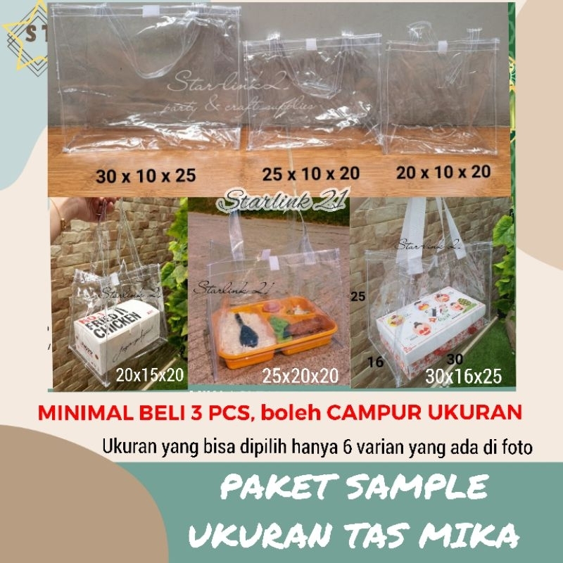 Jual PAKET SAMPLE UKURAN TAS MIKA | MINIMAL BELI 3 PCS boleh mix ukuran ...