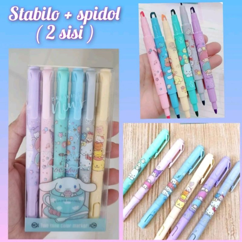 Jual Pulpen Spidol + Stabilo Cinnamoroll Isi 6 pcs Aneka Warna | Shopee ...
