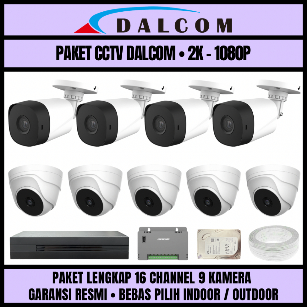 Jual PAKET CCTV DALCOM 16 CHANNEL 9 KAMERA 2K 1080P | Shopee Indonesia