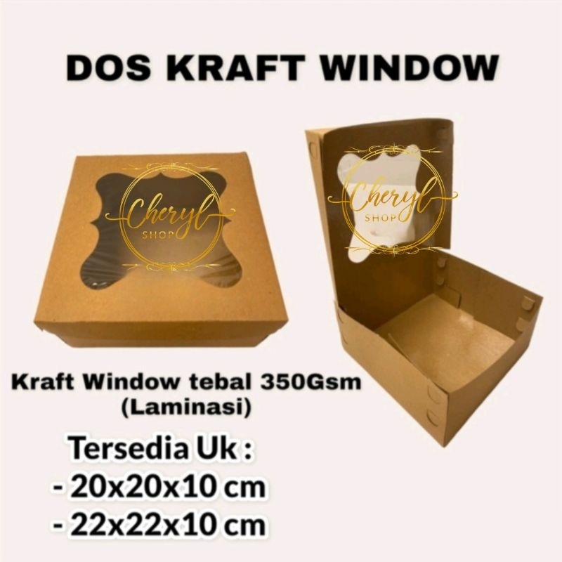Jual DOS / DUS KUE KRAFT MOTIF WINDOW LAMINASI UK 20 X 20 X 10 CM & 22 ...