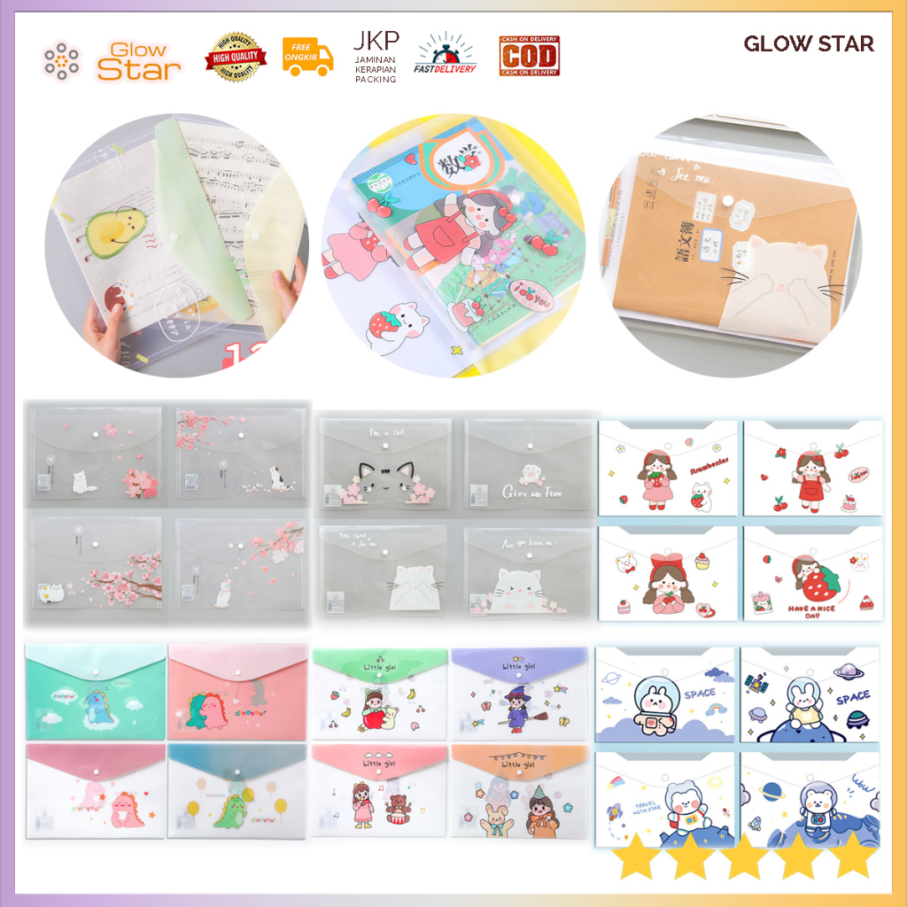 Jual 1PCS Wadah kertas Amplop map transparan Plastik ukuran folio/f4 A4 ...