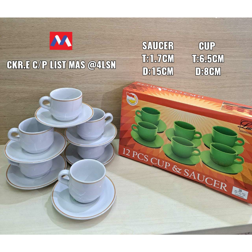 Jual Cangkir set Lucky 12 pcs cup & saucer / Cangkir Tatakan / Cangkir ...
