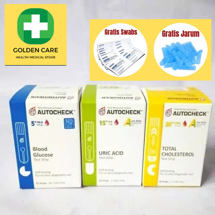 Jual Paket Isi Ulang Autocheck 3 in 1 gula darah kolesterol asam urat ...