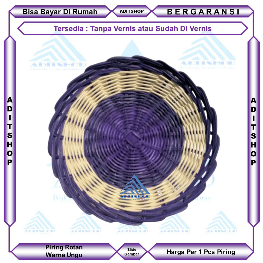 Jual Piring Rotan Warna Ungu | Aditshop | Piring Berwarna Ungu Bahan ...