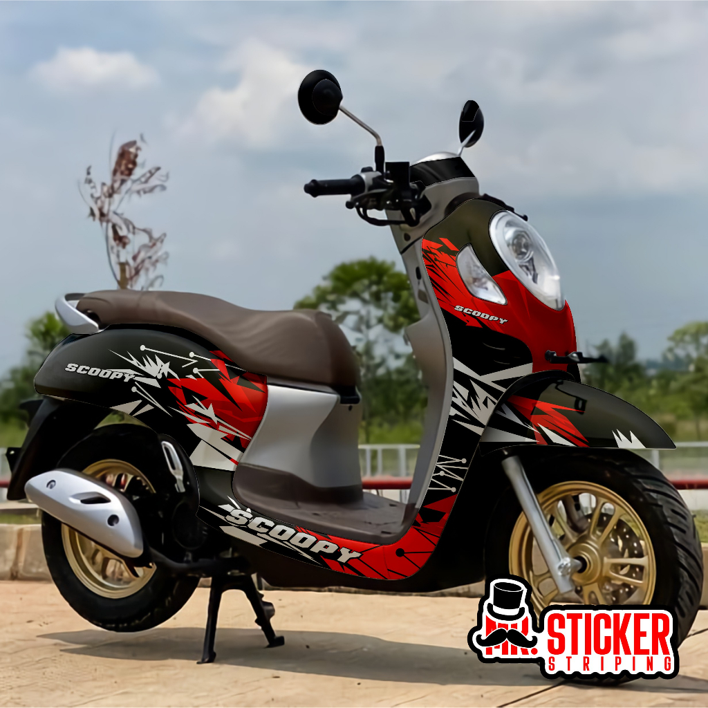 Jual Decal honda scoopy full body Full Blok costum sticker untuk semua tipe scoopy Grafis merah ...