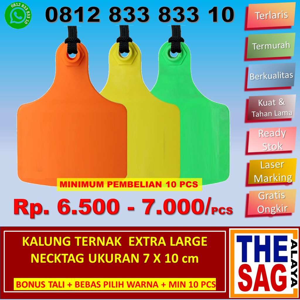 Jual NECKTAG 7X10cm BLANK (MINIMAL 10 PCS) NECK TAG KALUNG TERNAK ...