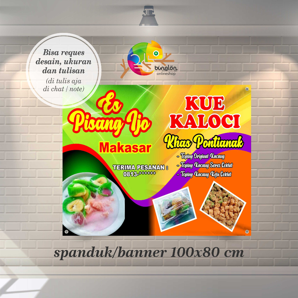Jual 100x80 Spanduk Es Pisang Ijo & Kue Kaloci Khas Pontianak | Shopee ...