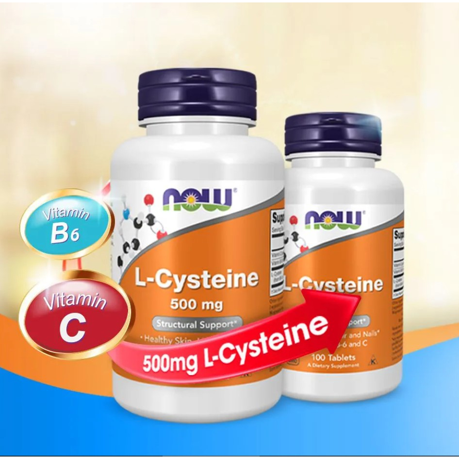 Jual NOW Supplements, L-Cysteine 500 mg with Vitamins B-6 and C ...