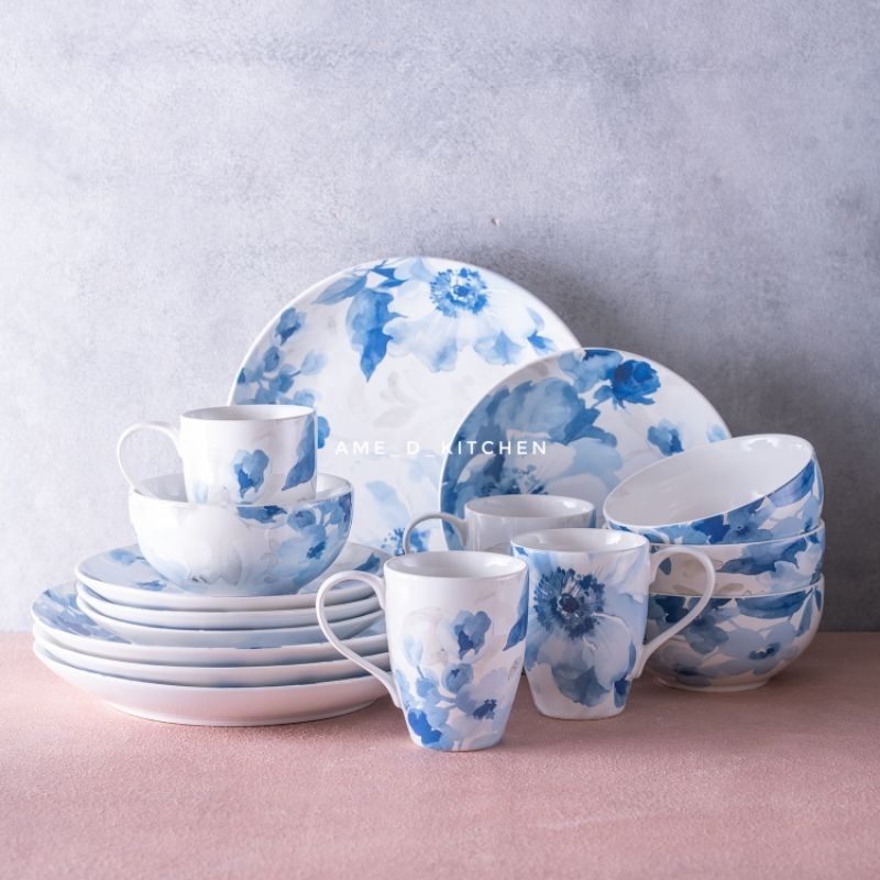 Jual Dinner set 16 pcs sango bunga biru paradise blue | Shopee Indonesia