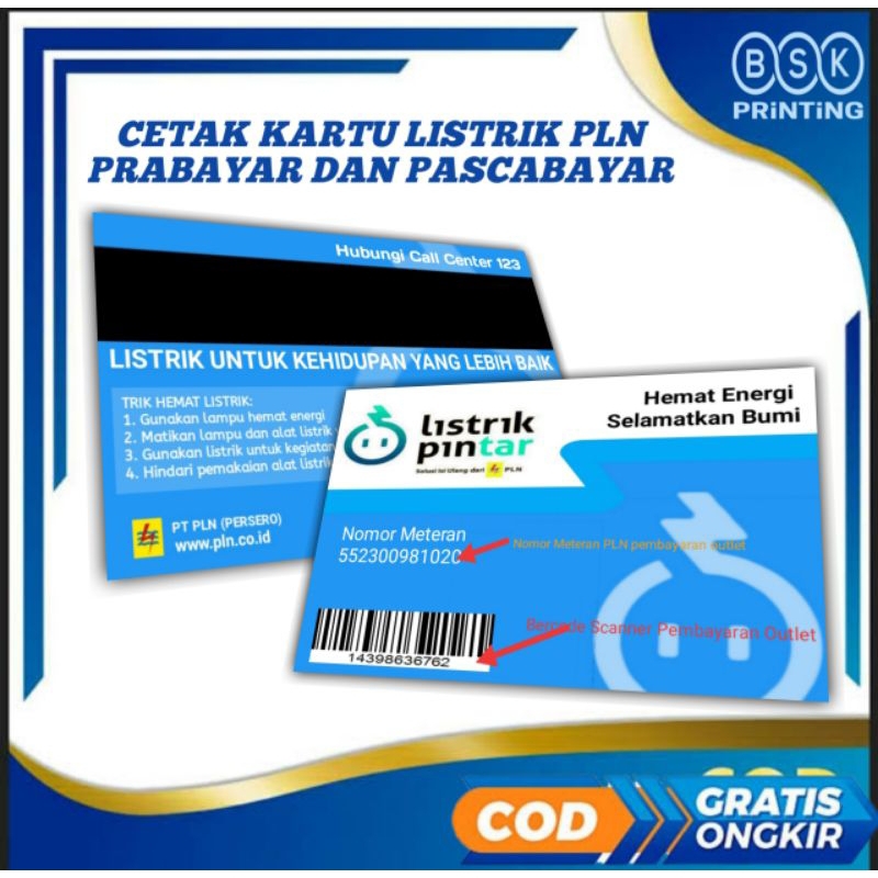 Jual Cetak Kartu Pln Listrik Prabayar Dan Pascabayar // Kartu Listrik ...