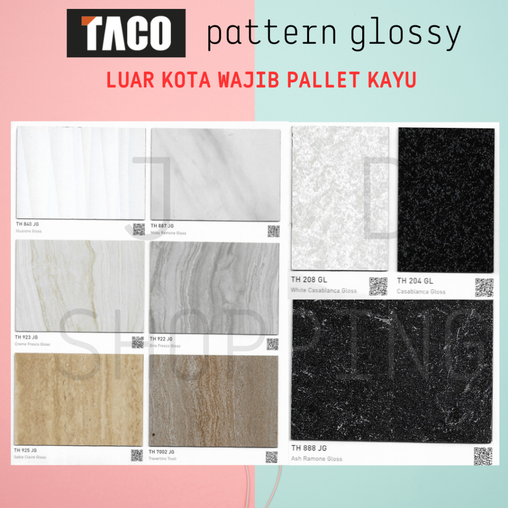 Jual (LUAR KOTA WAJIB PALLET KAYU) HPL TACO PATTERN GLOSSY KODE JG TH ...