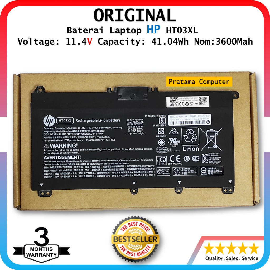 Jual Baterai Laptop HP HT03XL Replace With HP Spare L11421-1C1 Original ...