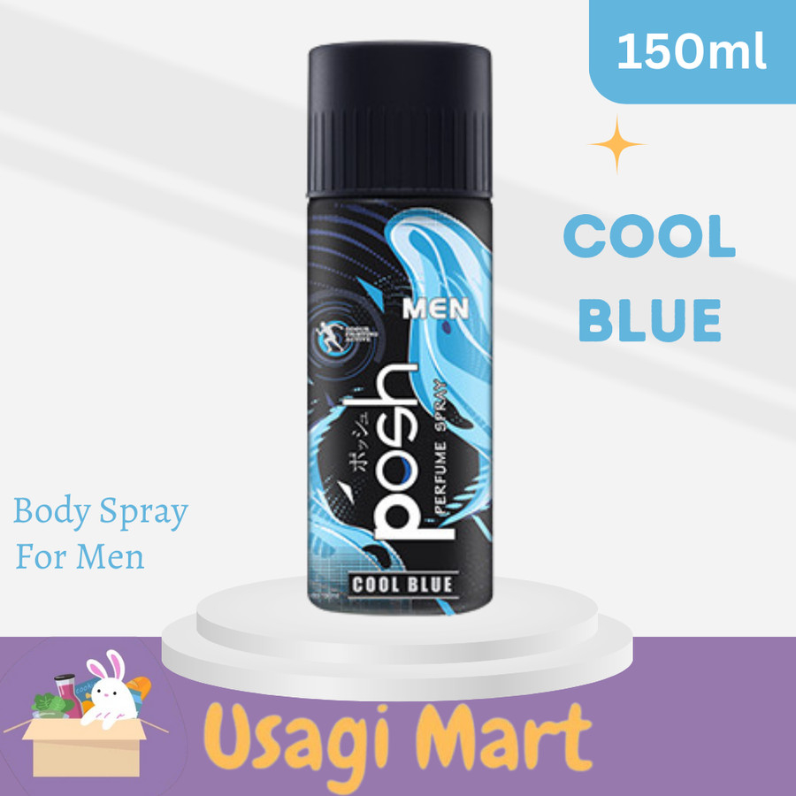 Jual Posh Men Perfumed Body Spray Cool Blue 150ml Parfum Biru | Shopee ...